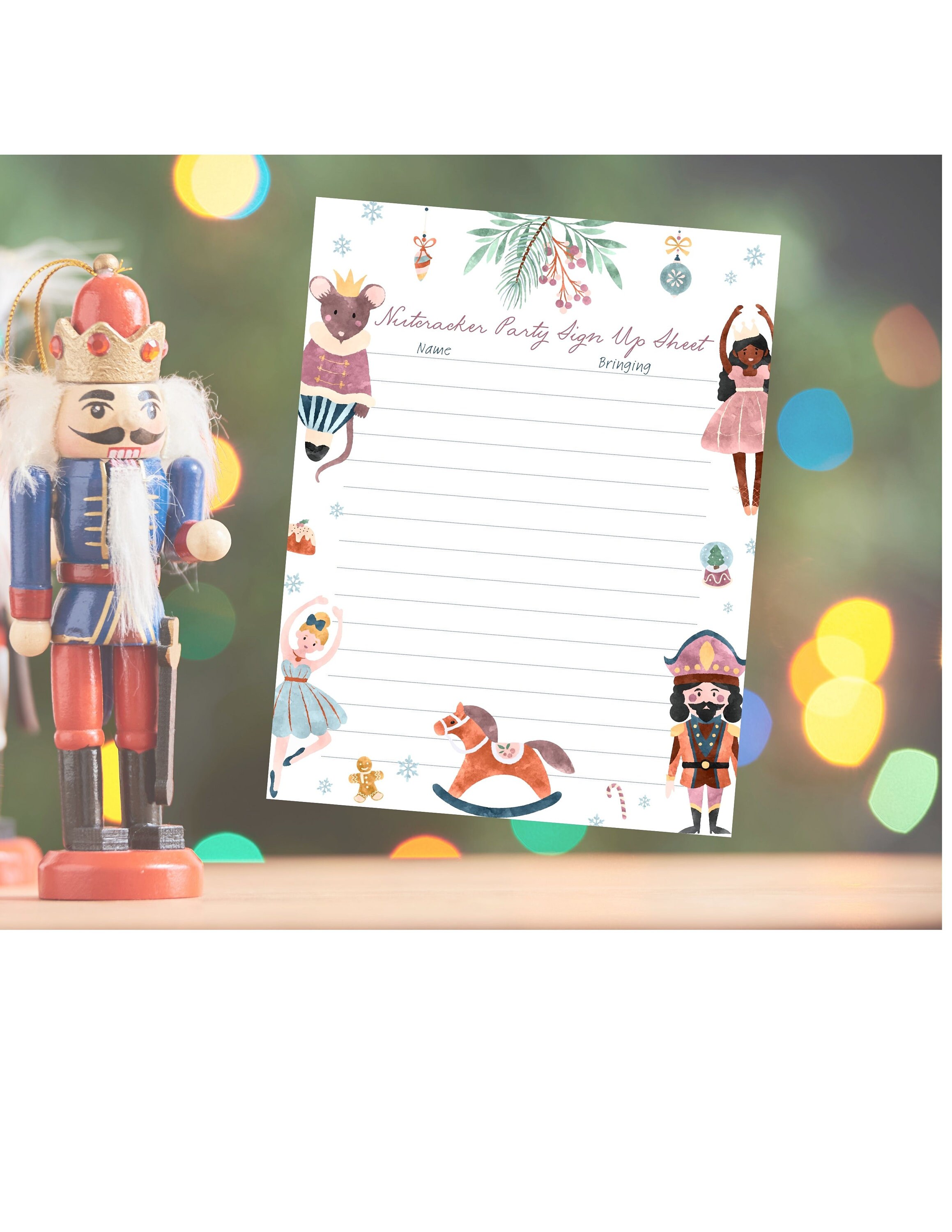 Editable Nutcracker Ballet Party Sign up Sheet - Etsy