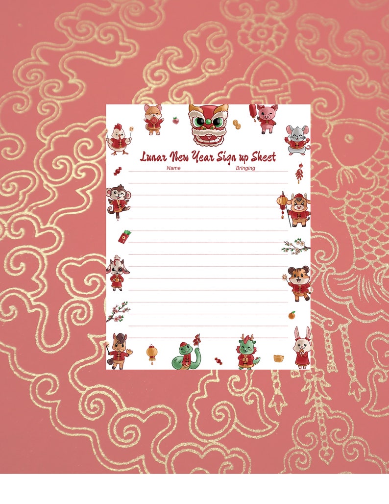 Editable Lunar New Year Sign up Sheet - Etsy