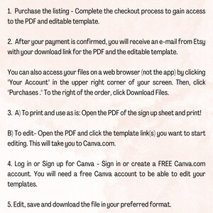 Editable Easter/spring Party Sign up Sheet, Digital Download - Etsy