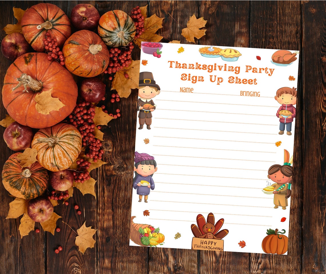 Editable Thanksgiving Party Sign up Sheet - Etsy