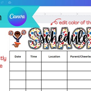 Editable Cheer Snack Schedule - Etsy