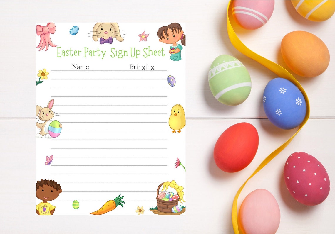 Editable Easter Party Sign up Sheet - Etsy
