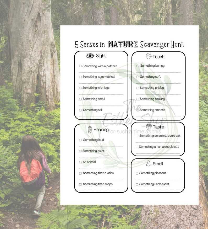 5 Senses in Nature Scavenger Hunt Digital Download - Etsy
