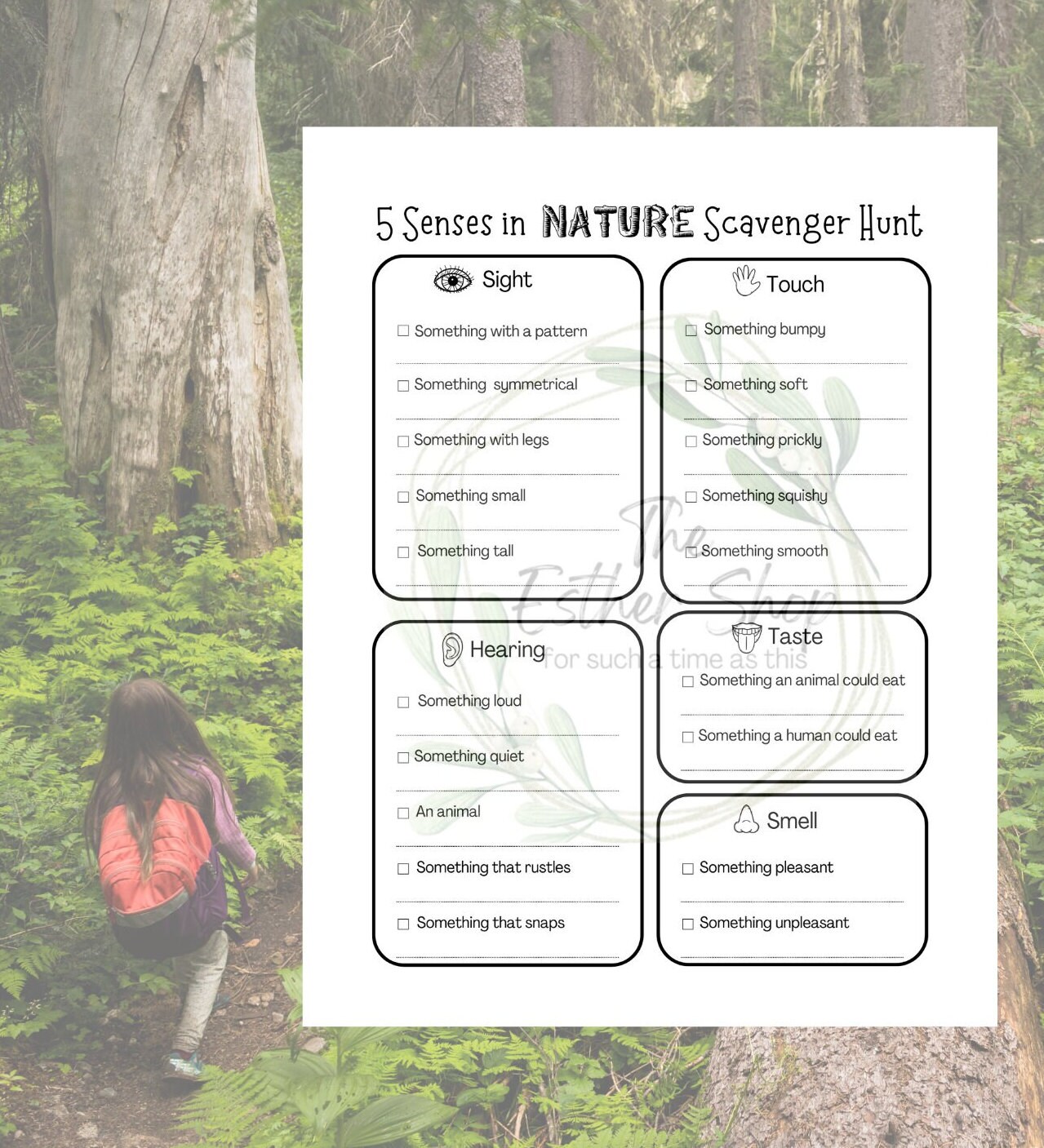 5 Senses in Nature Scavenger Hunt Digital Download - Etsy