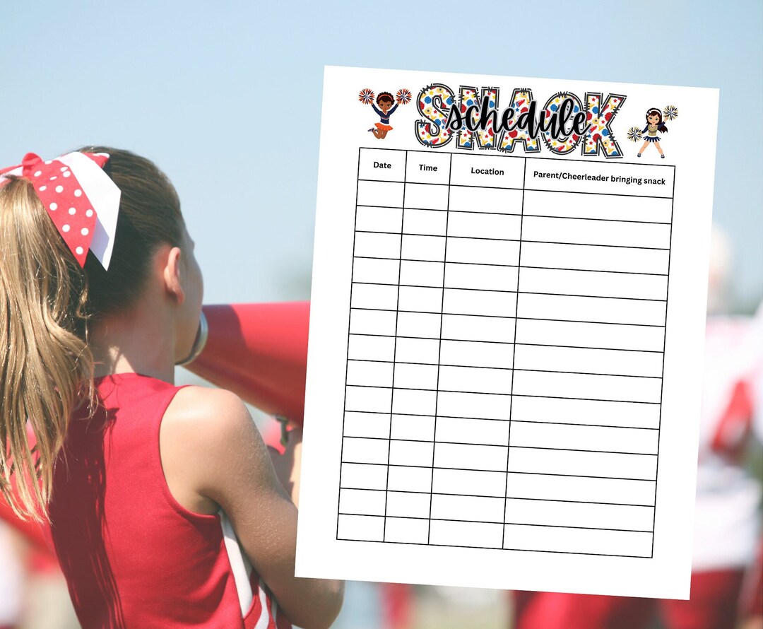 Editable Cheer Snack Schedule - Etsy