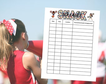 Editable Cheer Game Day Snack Schedule Template Instant Download to ...