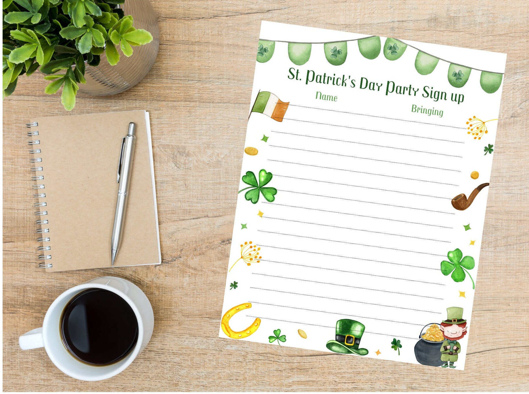 Editable St. Patrick's Day Party Sign up Sheet, Digital Download, - Etsy