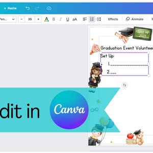 Editable Graduation Party Sign up Sheet - Etsy