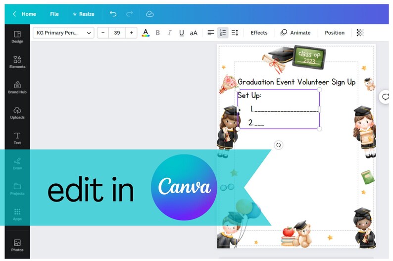 Editable Graduation Party Sign up Sheet - Etsy