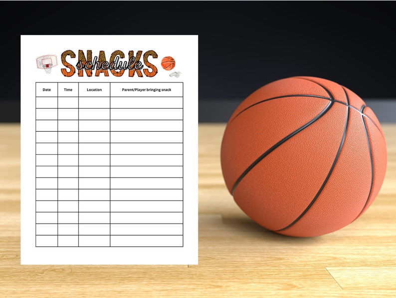 Editable Leopard Basketball Snack Sign up Sheet - Etsy