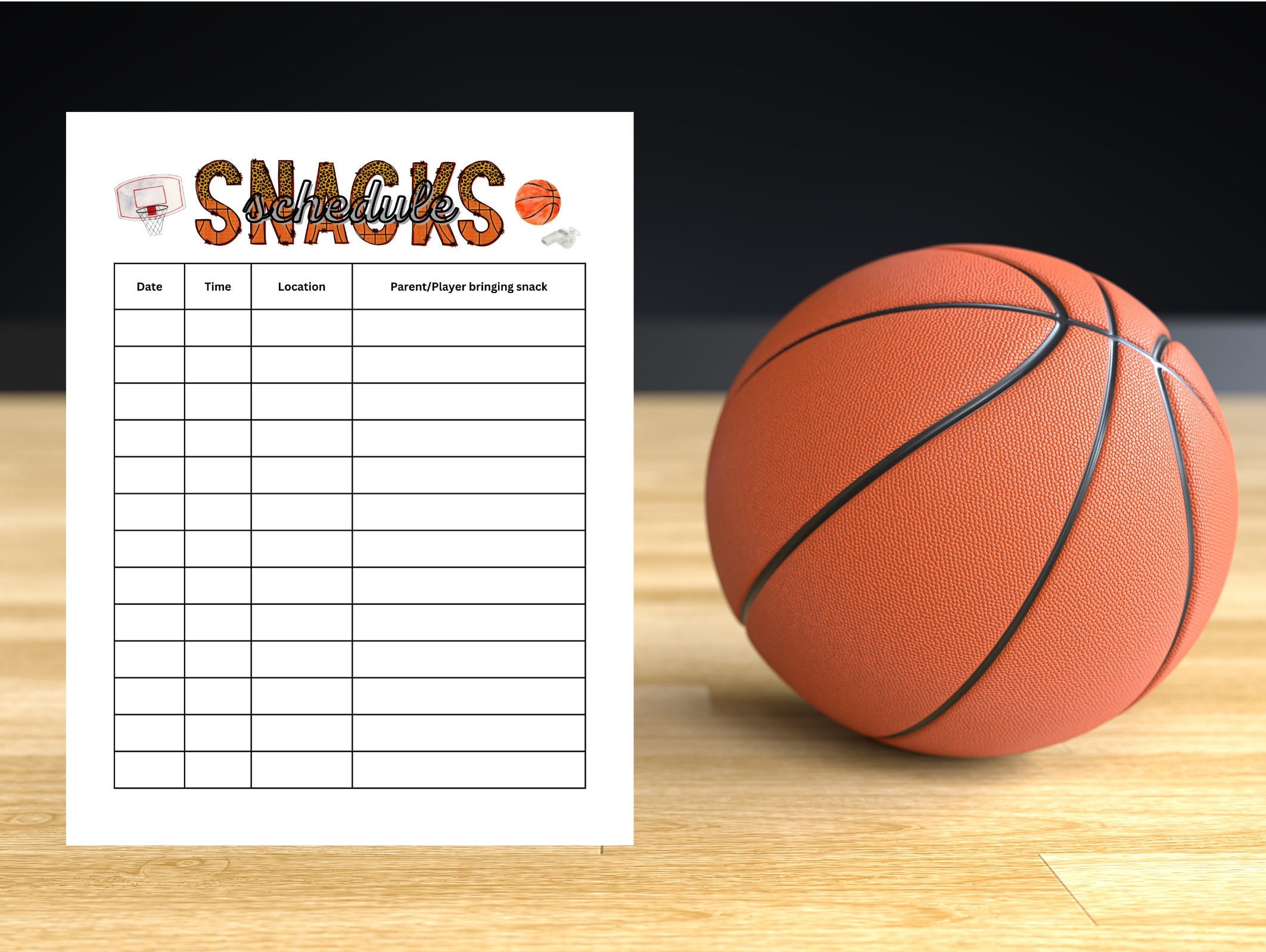 Editable Leopard Basketball Snack Sign up Sheet - Etsy
