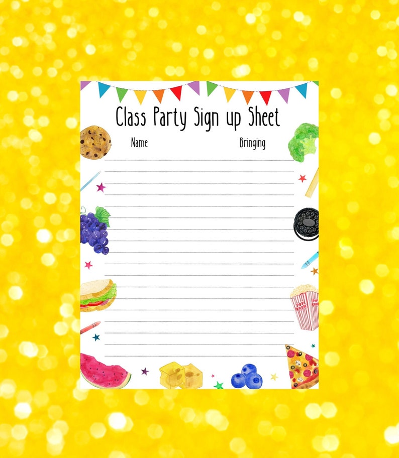 Class Party Sign-up Sheet: Editable Canva Template (PDF Download) - Etsy