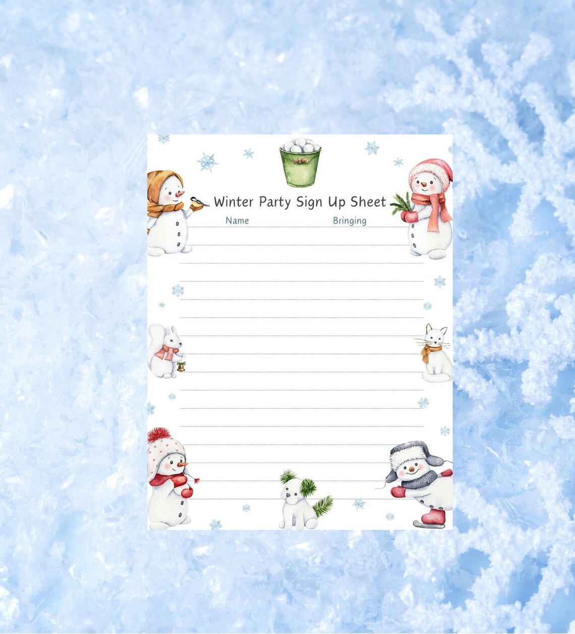 Editable Winter/ Snowman Party Sign up Sheet - Etsy