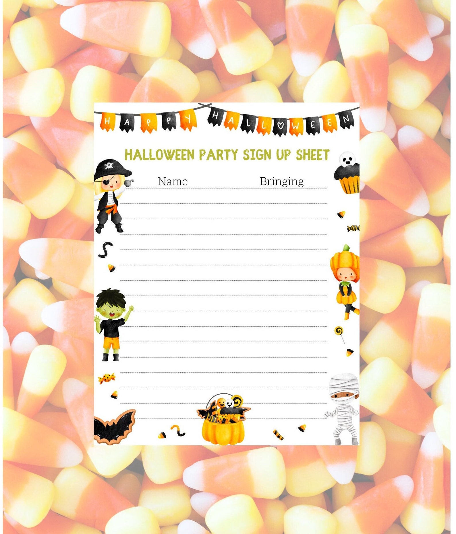 Editable Halloween Party Sign up Sheet - Etsy