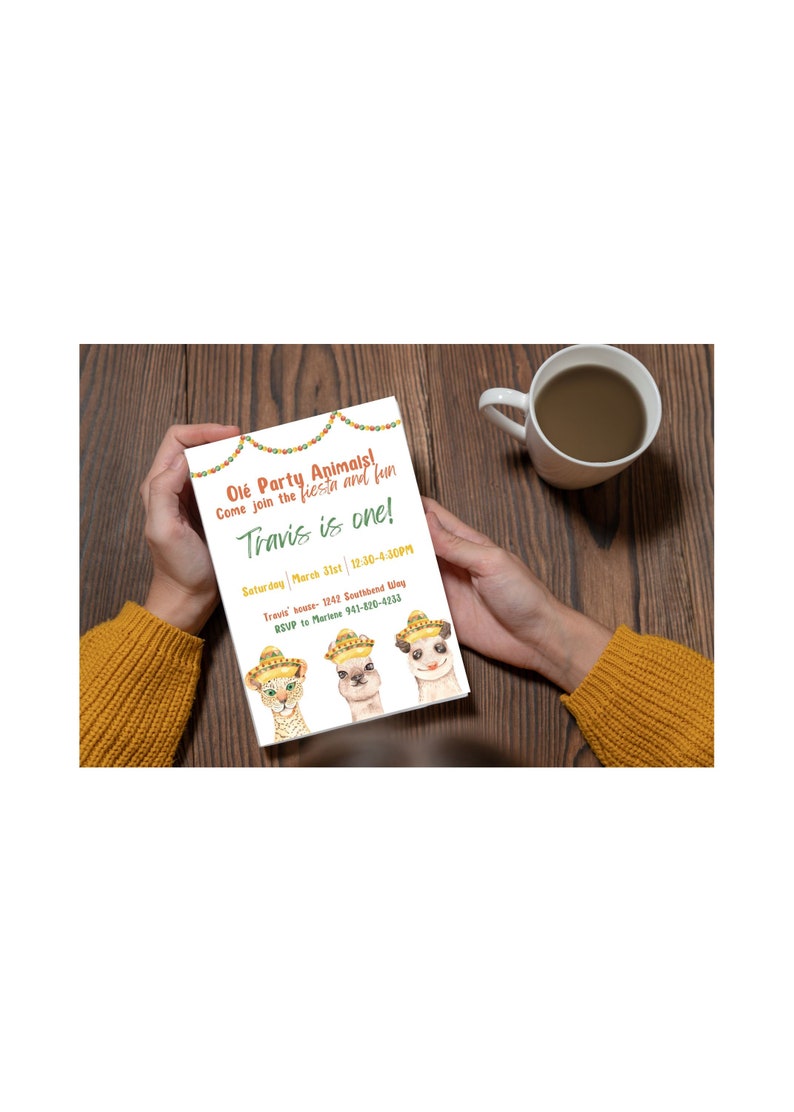 Fiesta Animals Birthday Invitation: Editable Party Invite (digital ...