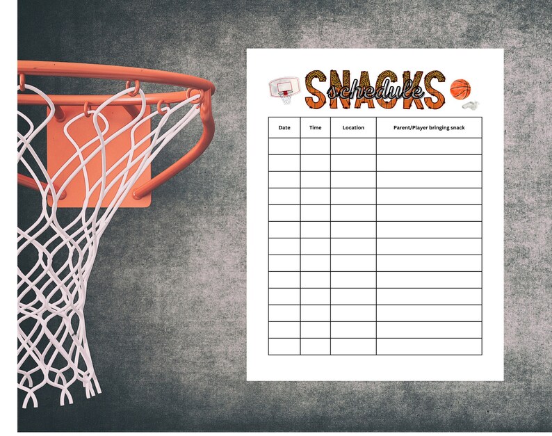 Editable Leopard Basketball Snack Sign up Sheet - Etsy