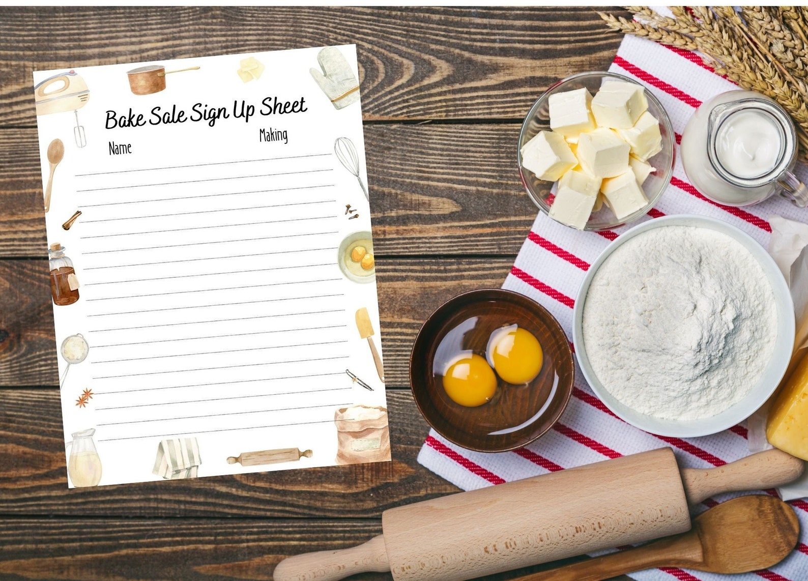 Editable Bake Sale Sign up Sheet - Etsy