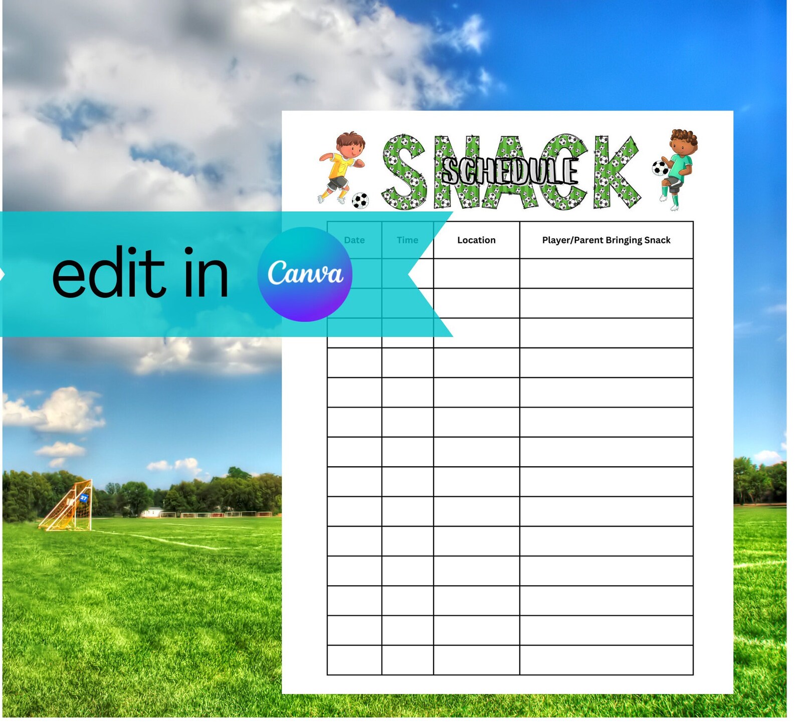 Editable Soccer Snack Sign up Sheet, Digital Download - Etsy