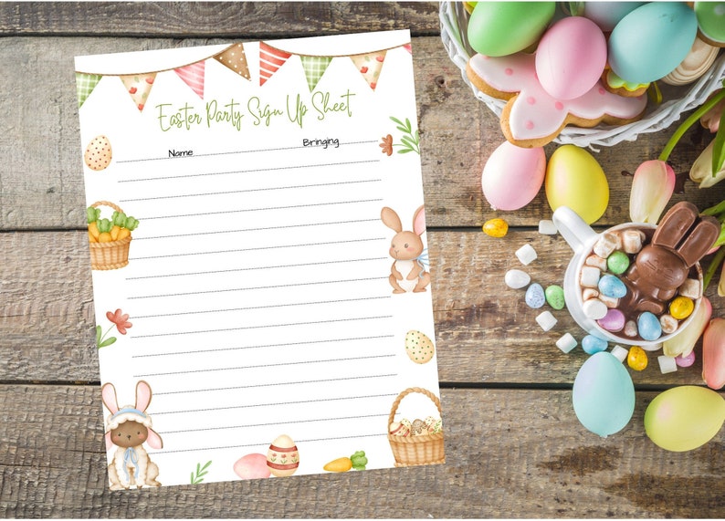 Editable Easter/spring Party Sign up Sheet, Digital Download - Etsy