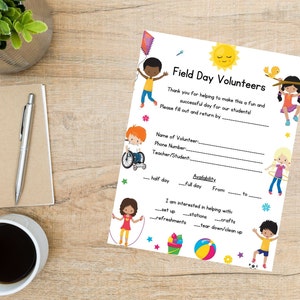 Editable Field Day Sign up Sheet/volunteer Form - Etsy