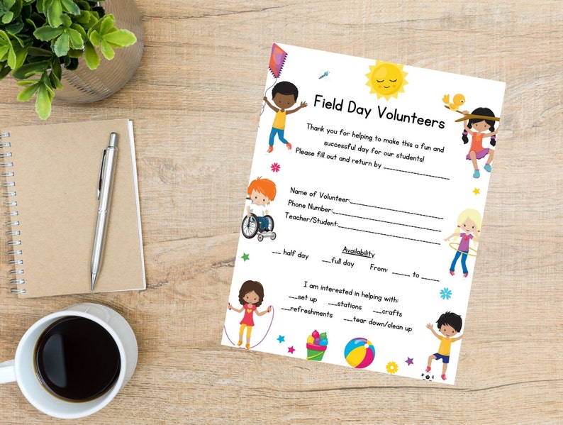 Editable Field Day Sign up Sheet/volunteer Form - Etsy