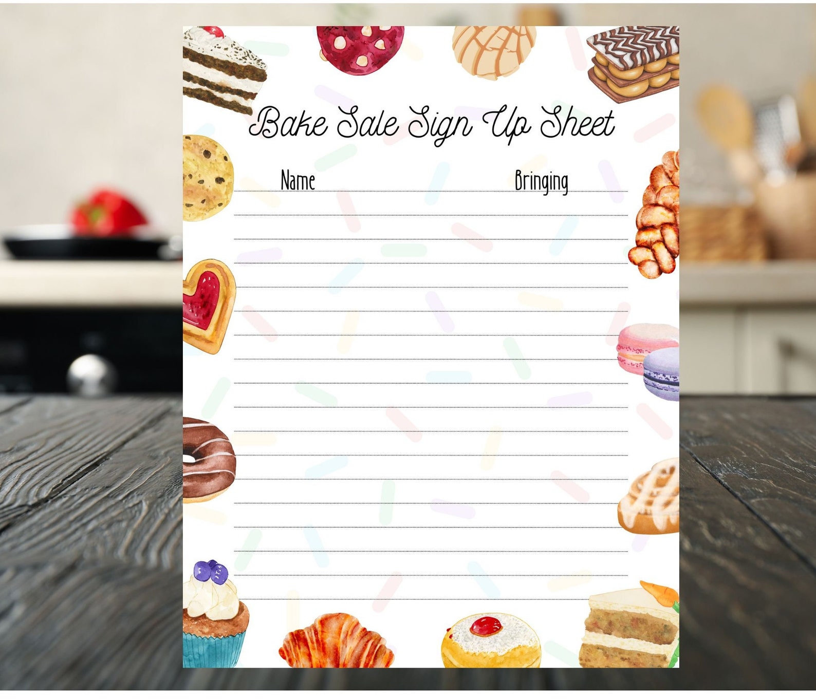 Editable Bake Sale Sign up Sheet, Digital Download - Etsy