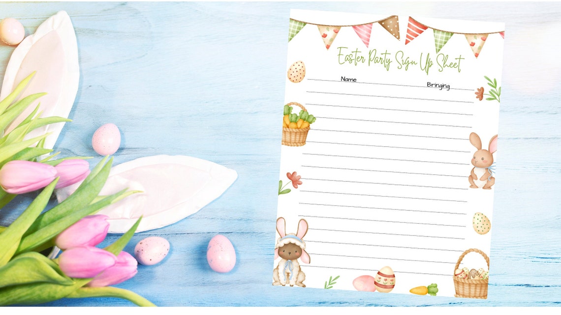 Editable Easter/spring Party Sign up Sheet, Digital Download - Etsy