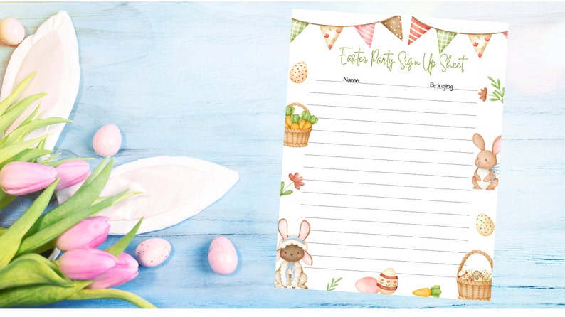 Editable Easter/spring Party Sign up Sheet, Digital Download - Etsy
