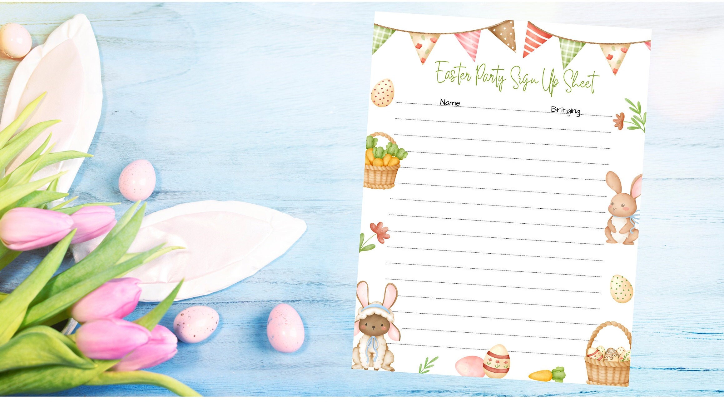 Editable Easter/spring Party Sign up Sheet, Digital Download - Etsy