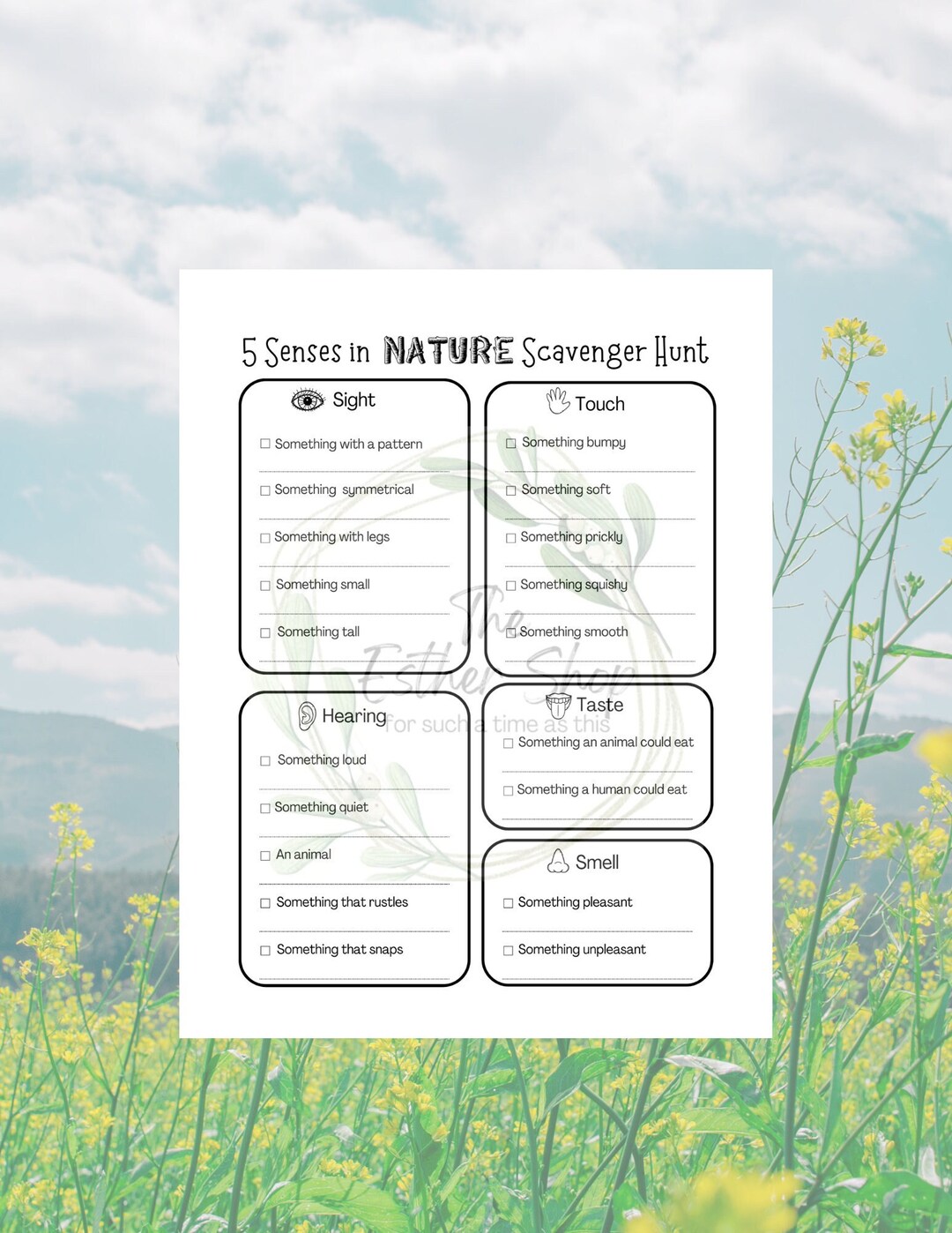 5 Senses in Nature Scavenger Hunt Digital Download - Etsy