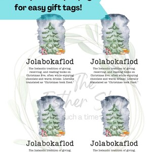 Jolabokaflod Digital Download Print, Gift Tag and Bookmark, Christmas ...
