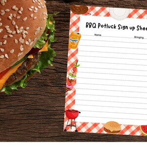 Editable BBQ Potluck Sign up Sheet - Etsy