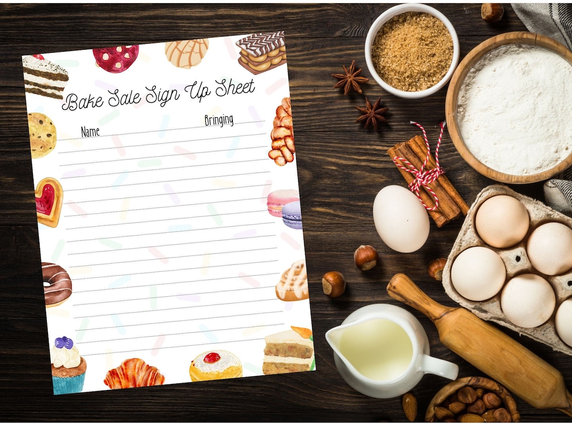Editable Bake Sale Sign up Sheet, Digital Download - Etsy