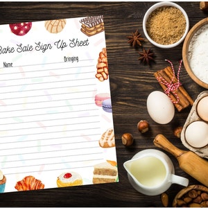 Editable Bake Sale Sign up Sheet, Digital Download - Etsy