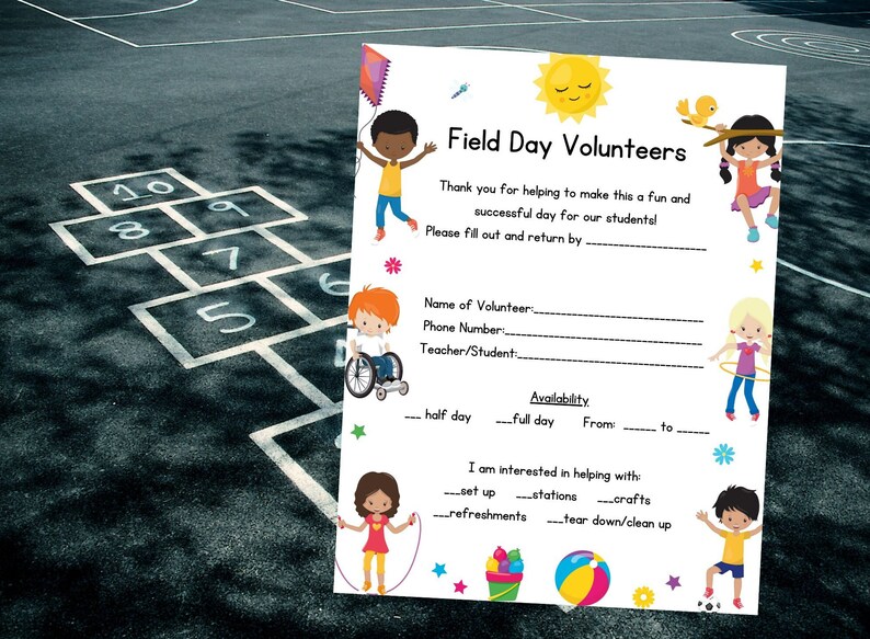 Editable Field Day Sign up Sheet/volunteer Form - Etsy