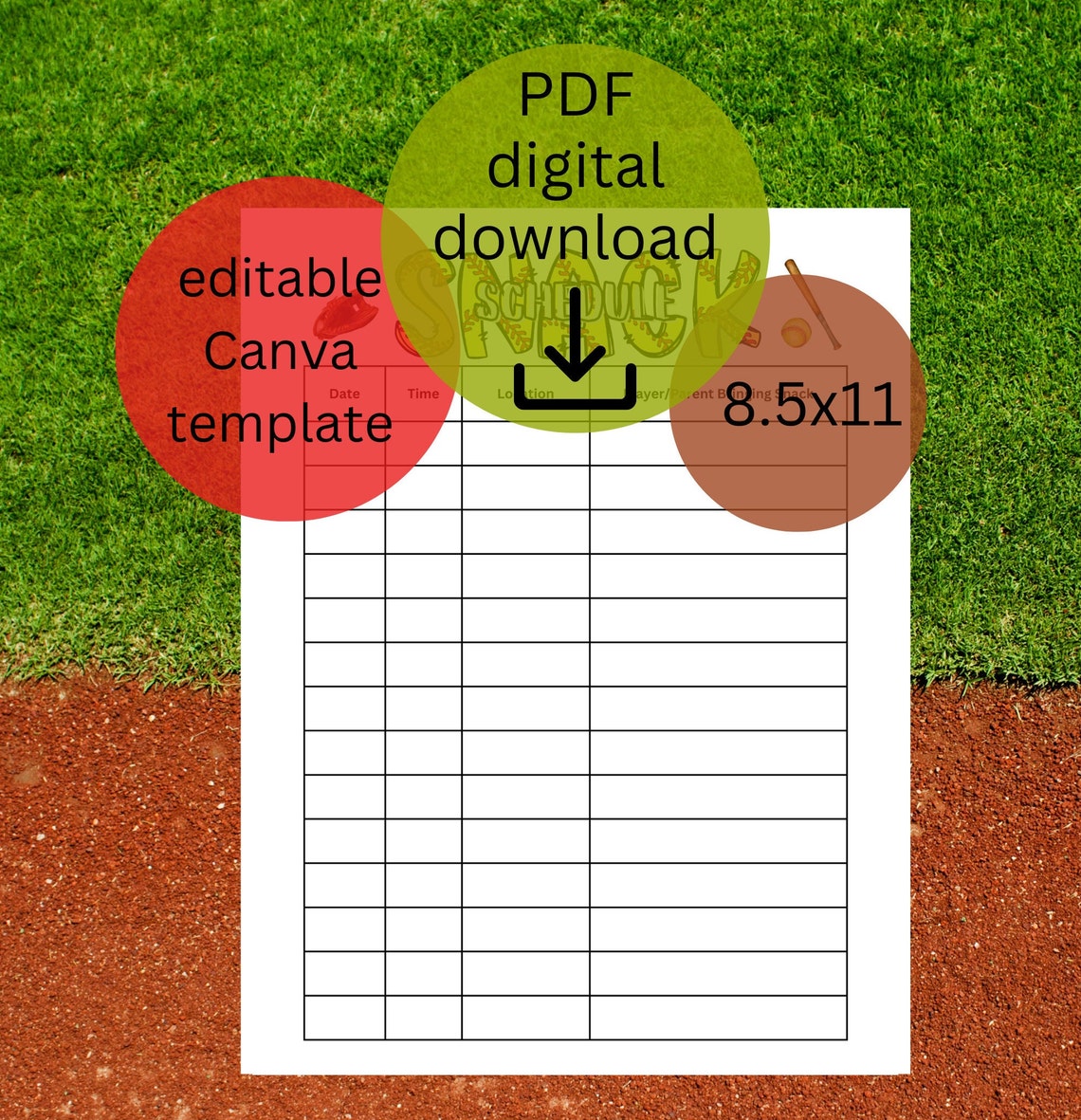 Editable Softball Snack Sign up Sheet, Digital Download - Etsy
