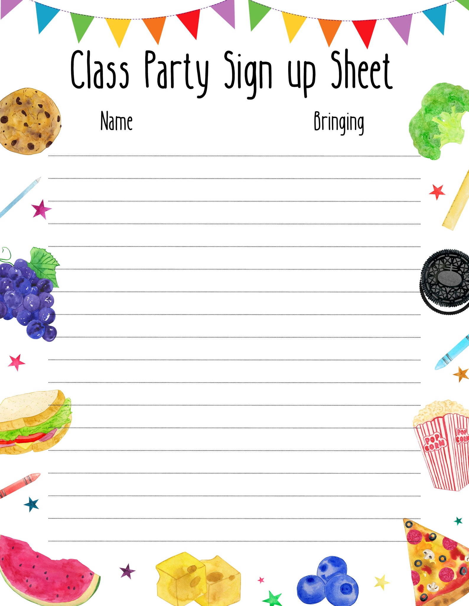 Class Party Sign-up Sheet: Editable Canva Template (PDF Download) - Etsy