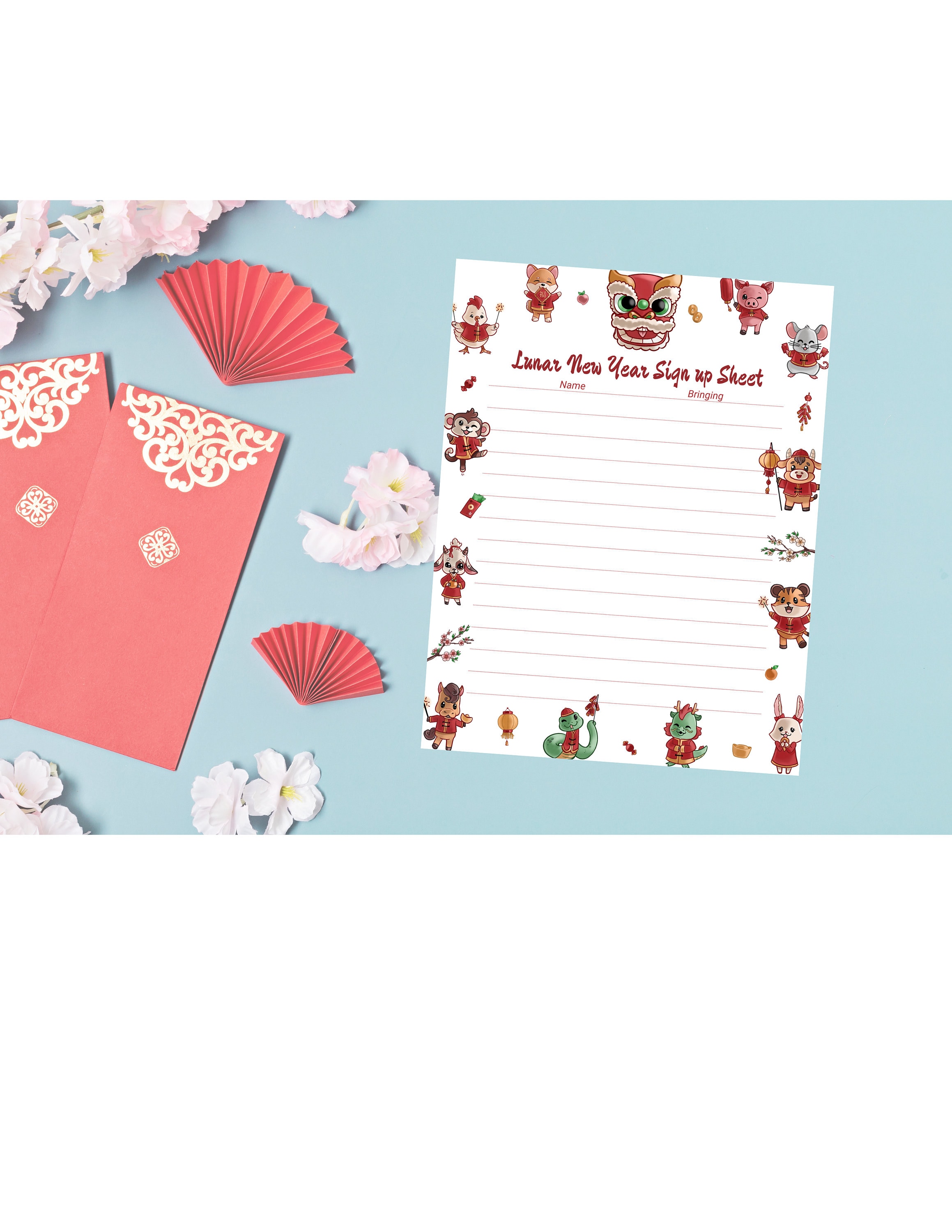 Editable Lunar New Year Sign up Sheet - Etsy