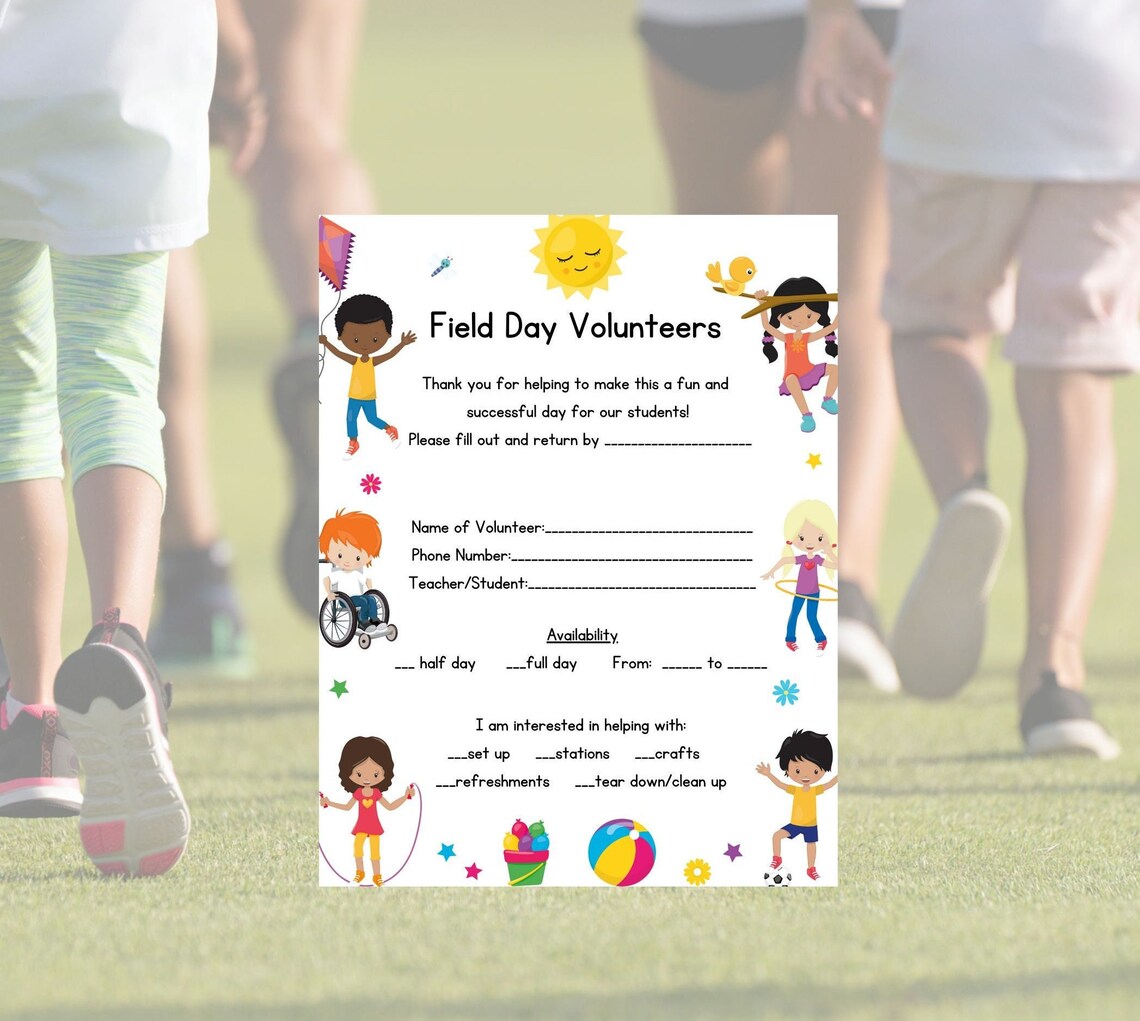 Editable Field Day Sign up Sheet/volunteer Form - Etsy
