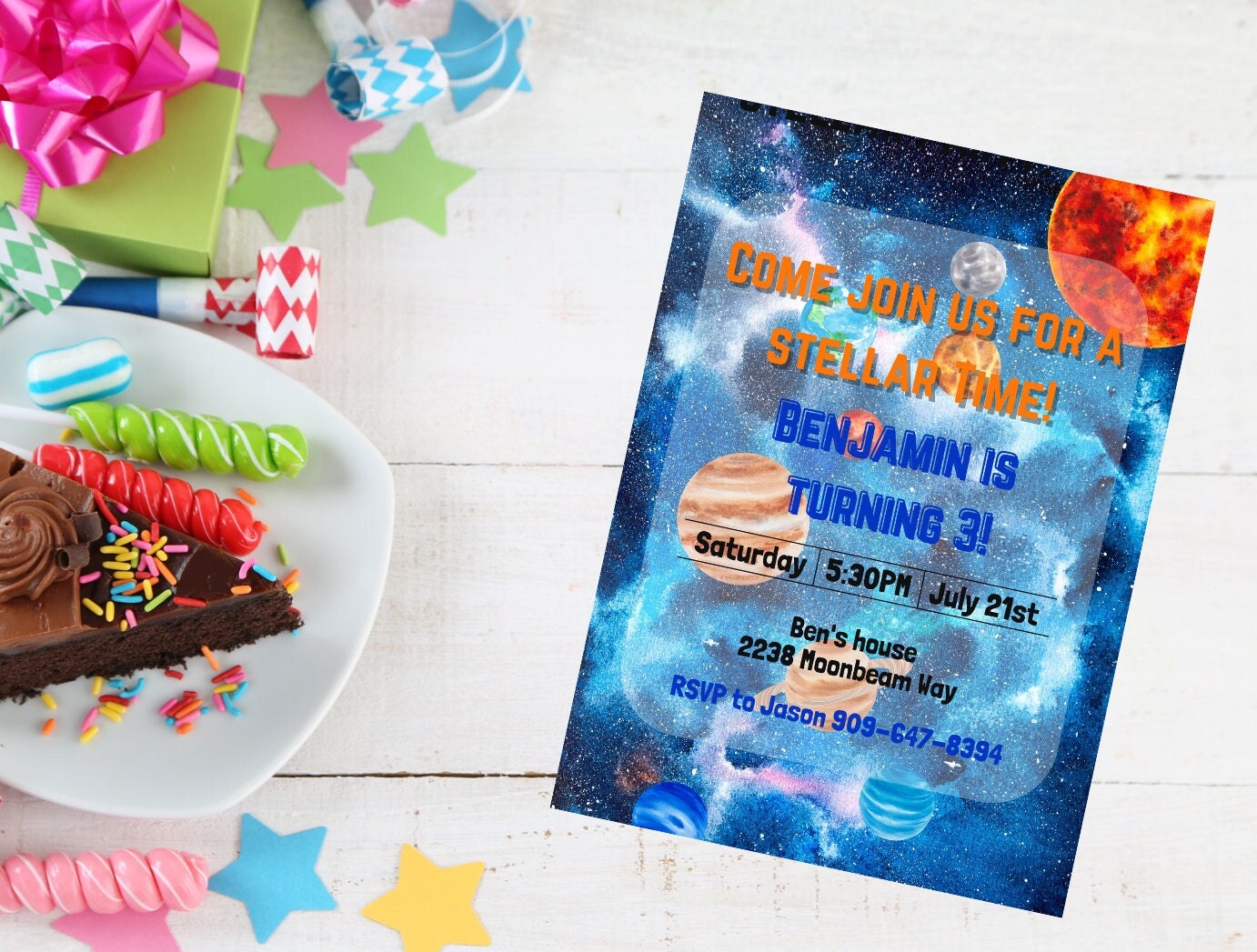 Solar System Birthday Invitation: Galactic Planet Party (digital ...