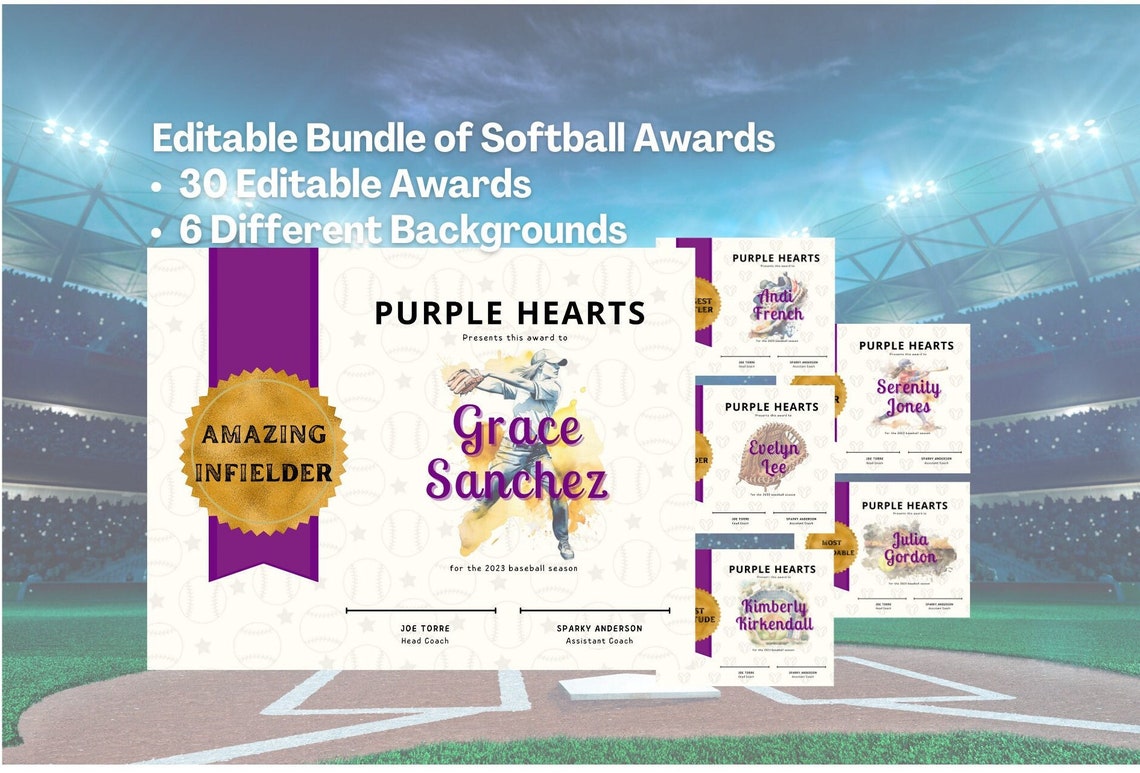Editable Softball Award Certificates - Etsy