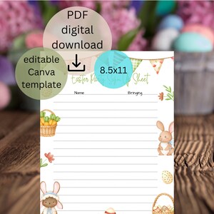 Editable Easter/spring Party Sign up Sheet, Digital Download - Etsy