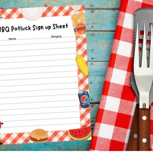 Editable BBQ Potluck Sign up Sheet - Etsy