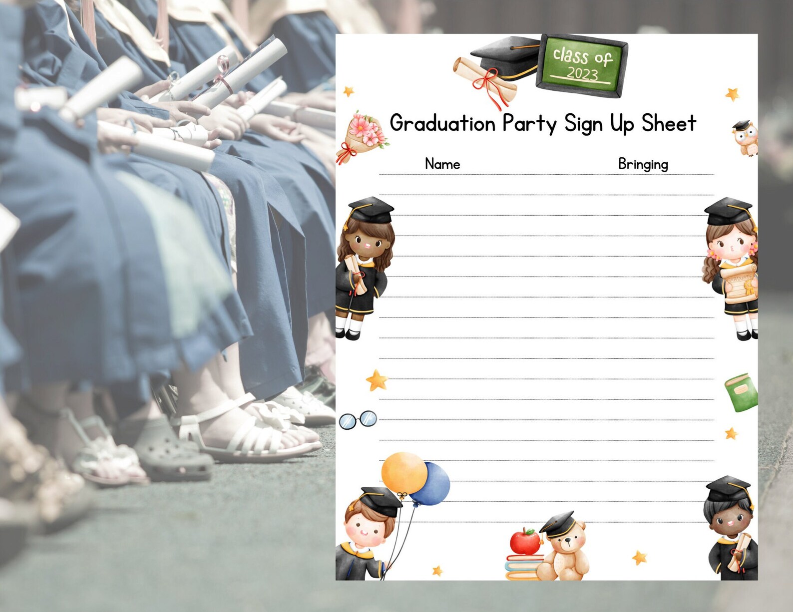 Editable Graduation Party Sign up Sheet - Etsy