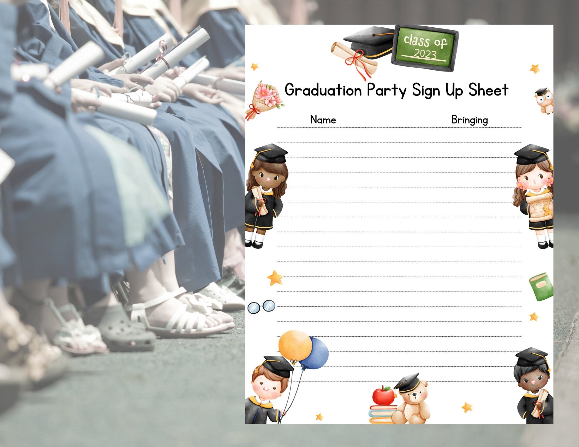 Editable Graduation Party Sign up Sheet - Etsy
