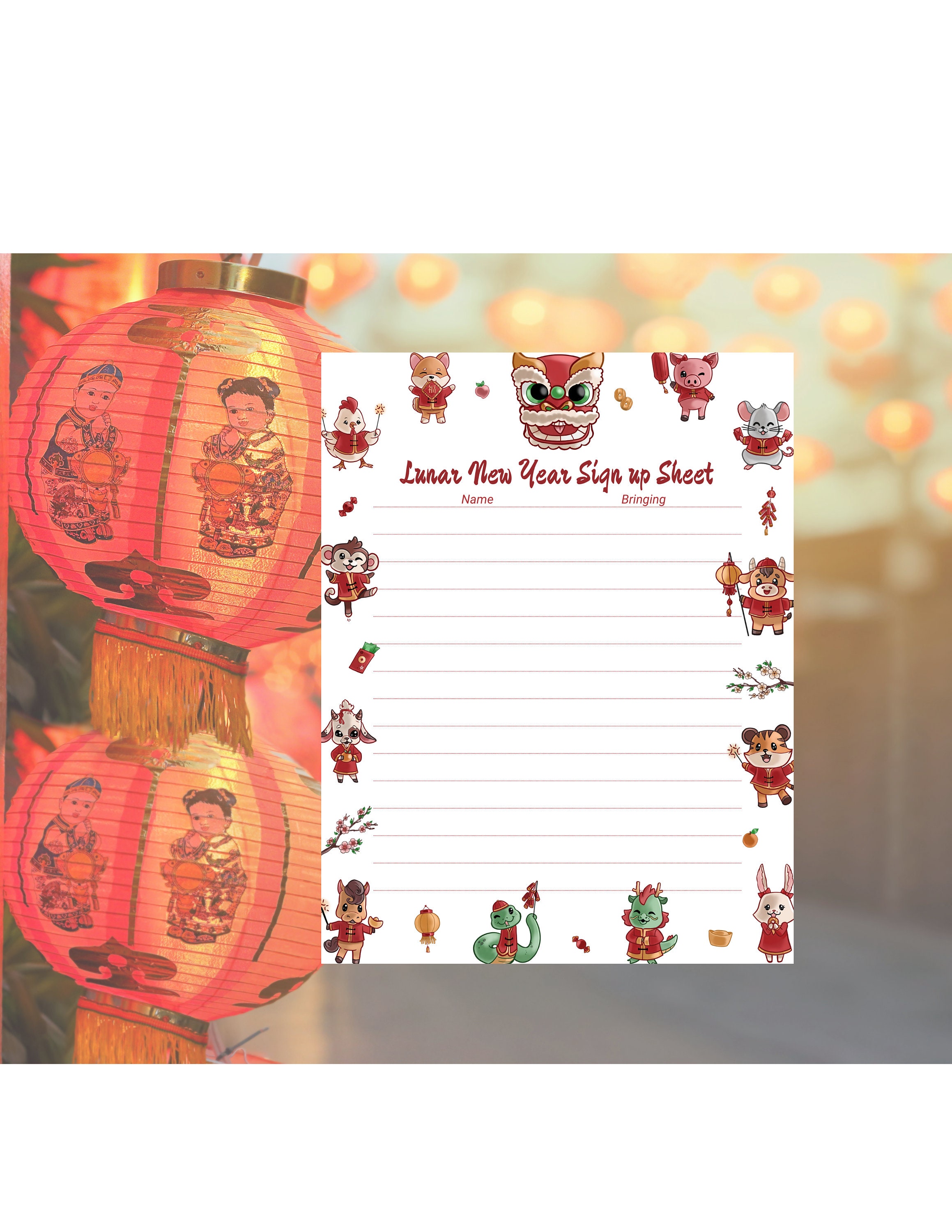 Editable Lunar New Year Sign up Sheet - Etsy