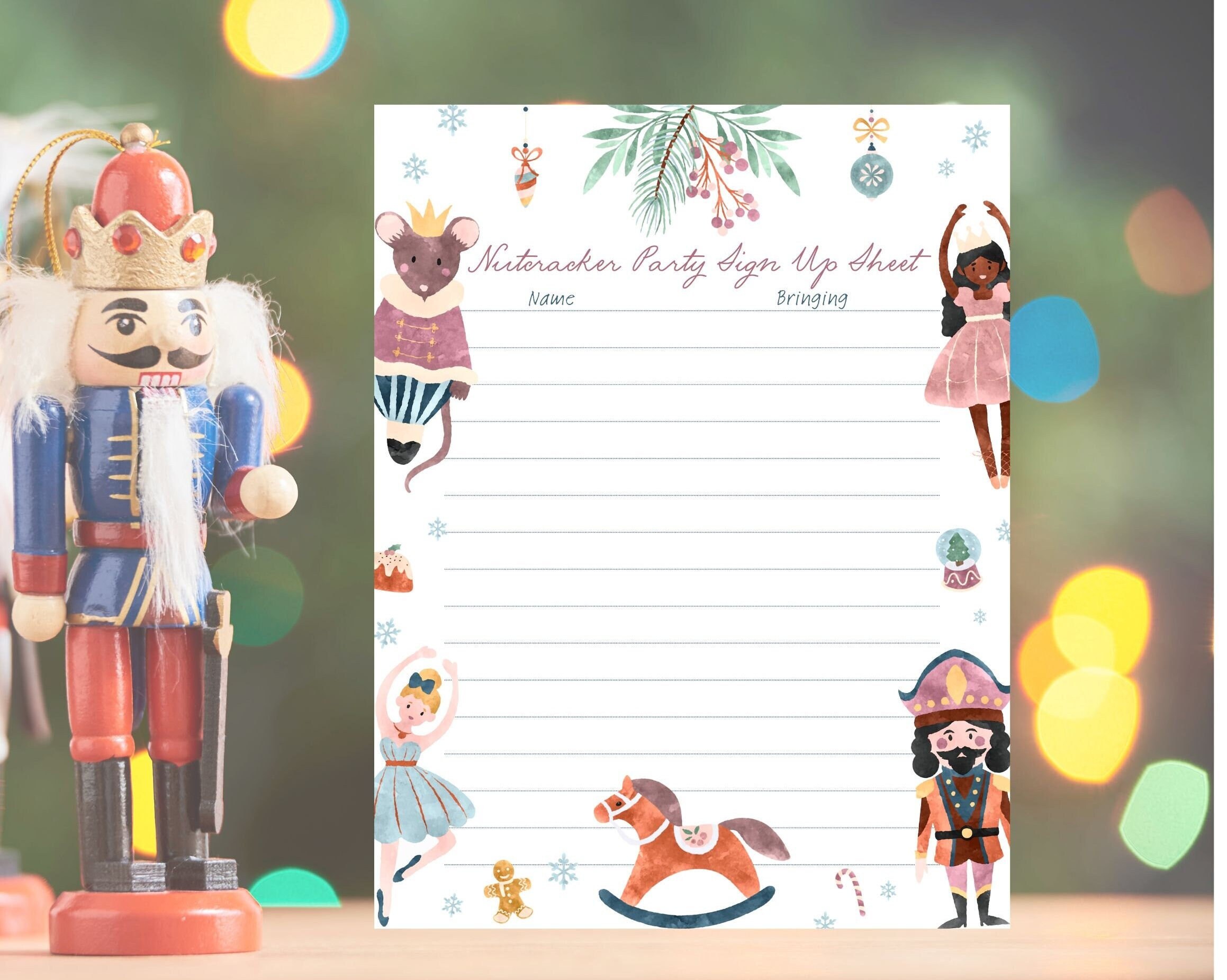 Editable Nutcracker Ballet Party Sign up Sheet - Etsy