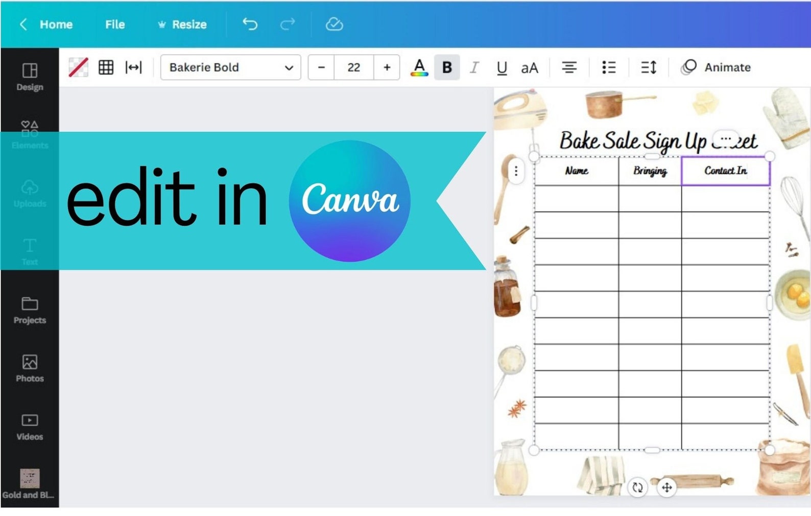 Editable Bake Sale Sign up Sheet - Etsy