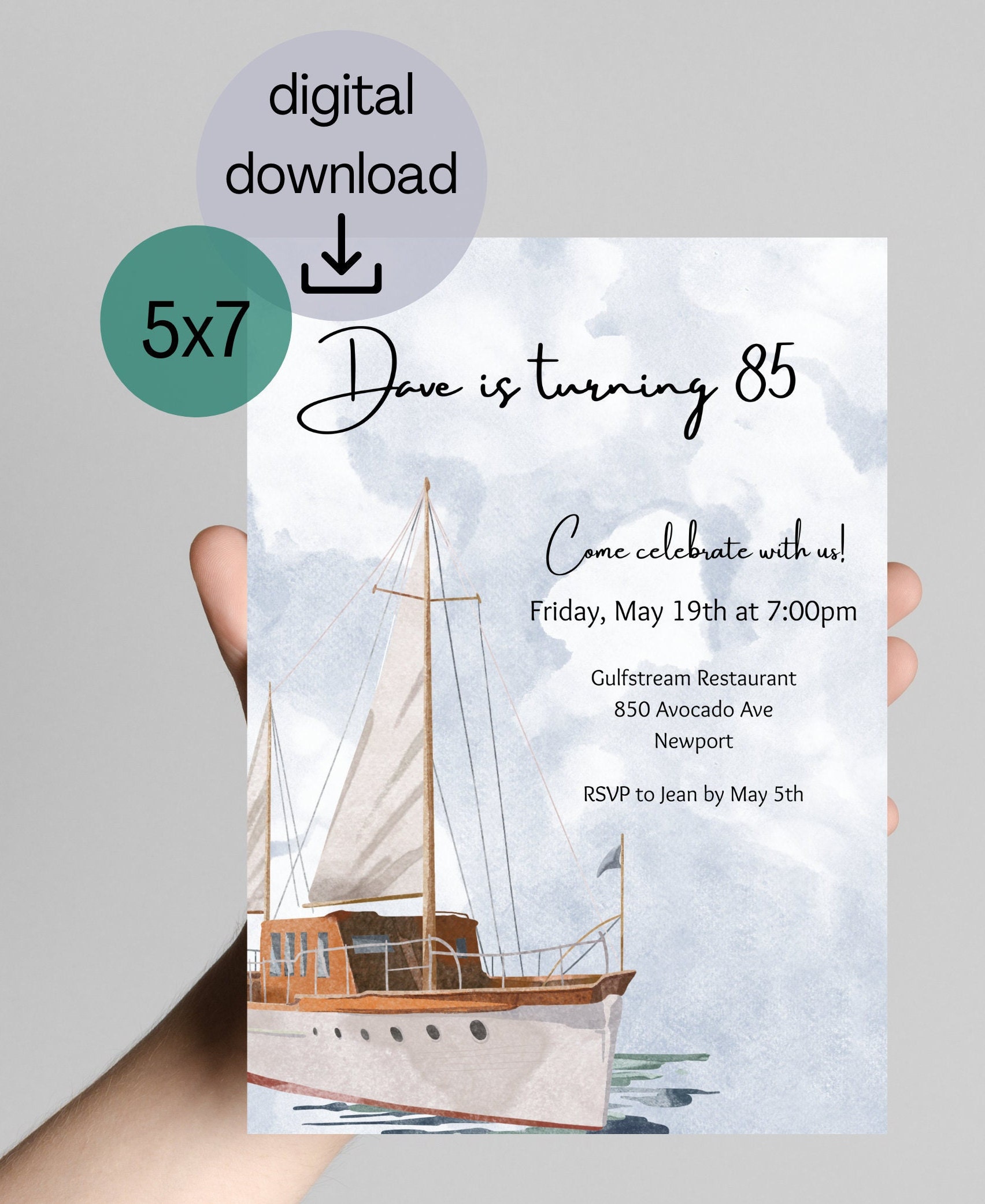 Nautical Adult Birthday Party Invitation, Editable, Digital Download ...