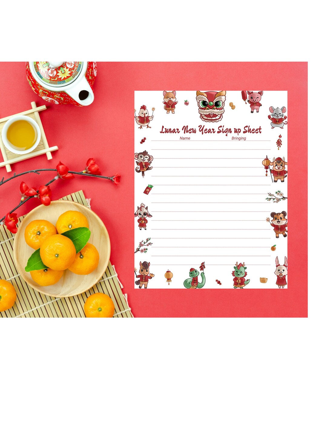 Editable Lunar New Year Sign up Sheet - Etsy